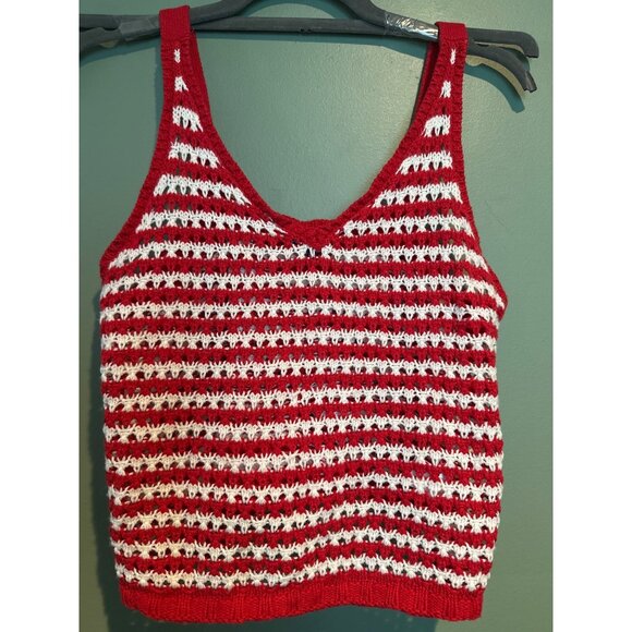 Freshman 1996 | Tops | Freshman 996 Crochet Crop Tank Top M Red White ...